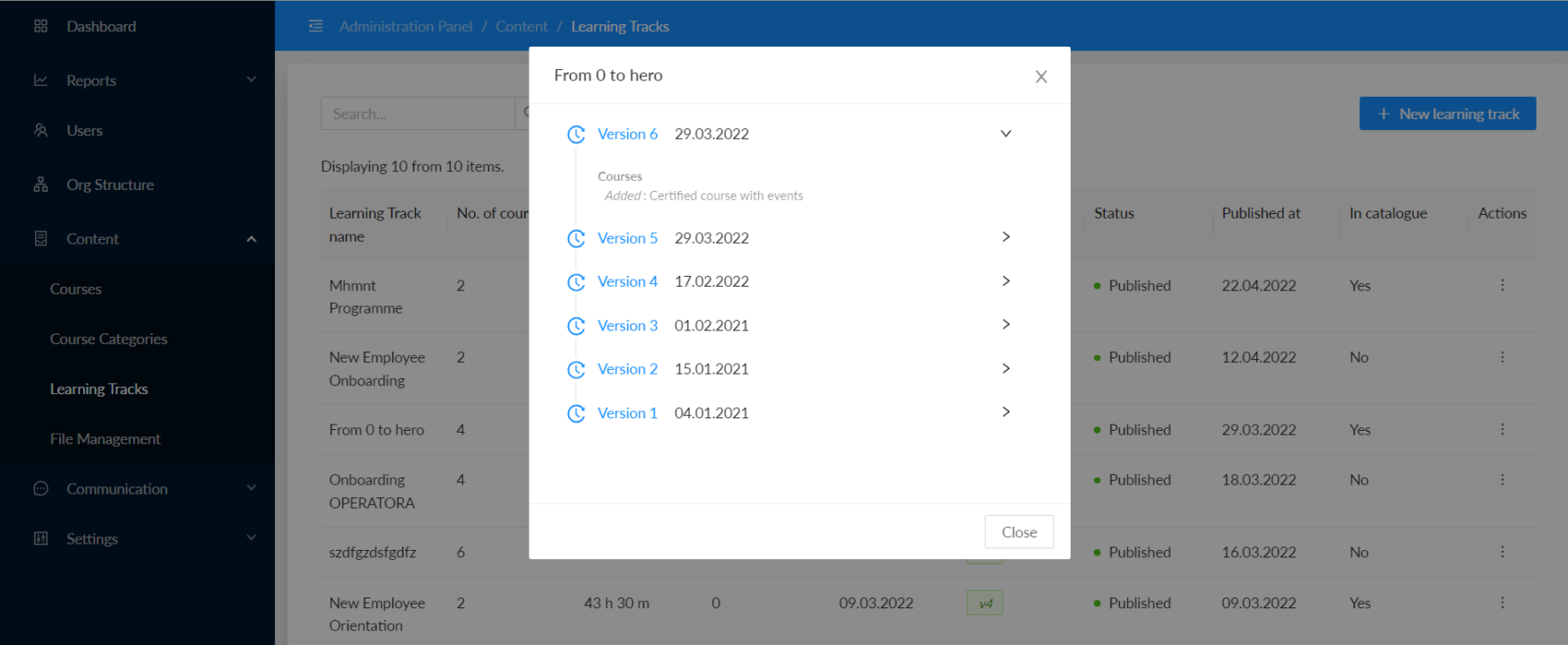 Learning Track Changelog | Samelane