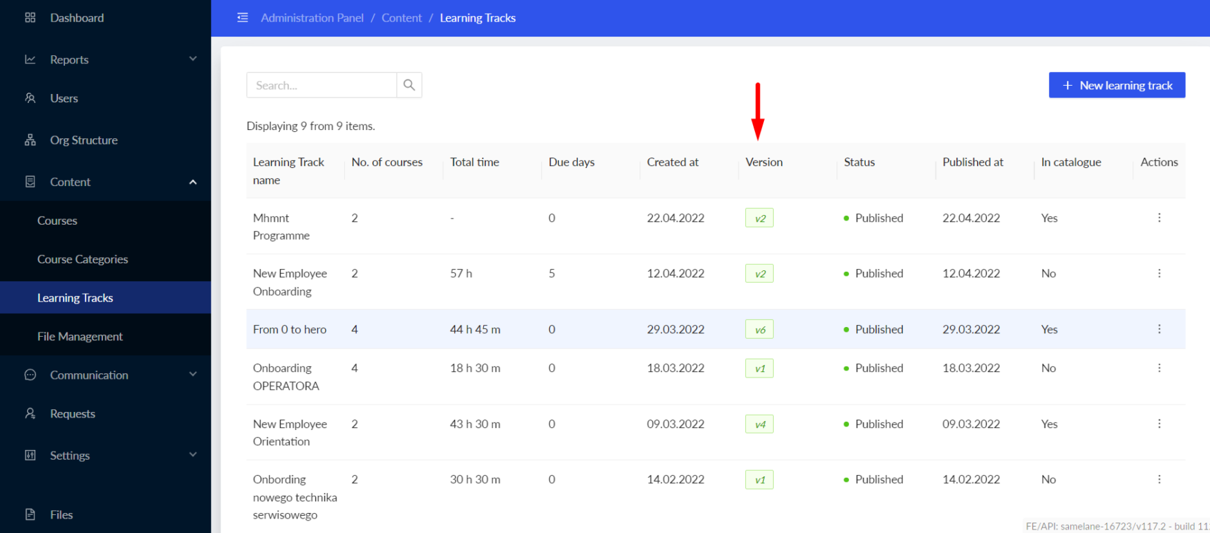 Learning Track Changelog | Samelane
