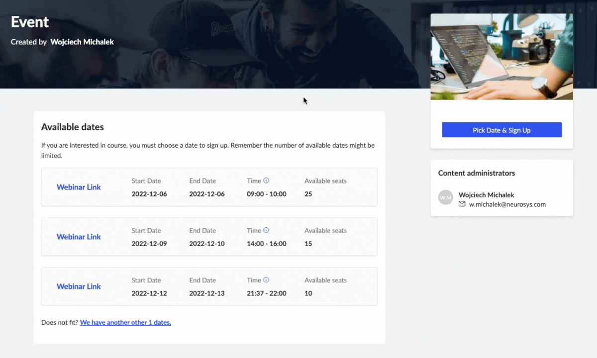 How to create an Event Course | Samelane